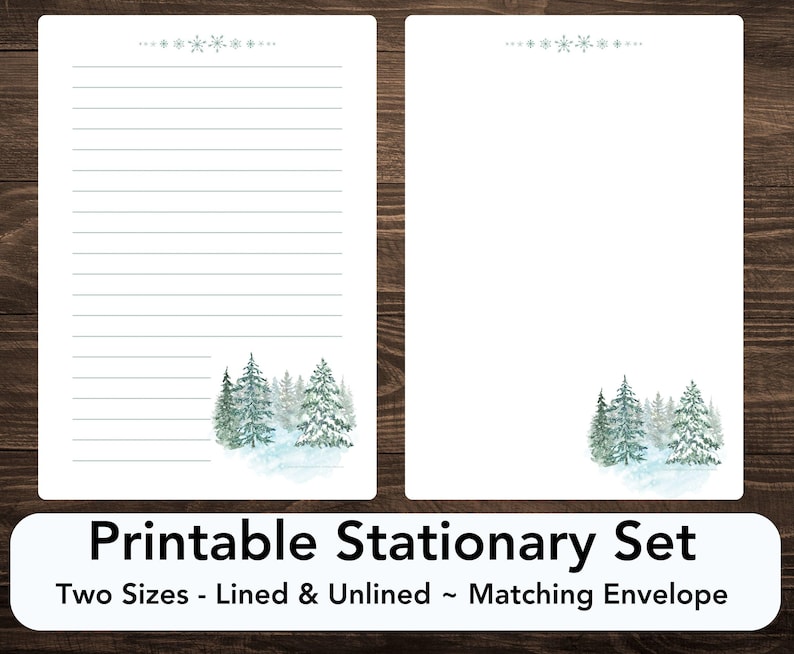 Pine Tree PRINTABLE Stationery Writing Paper Stationary Letter Lined ...