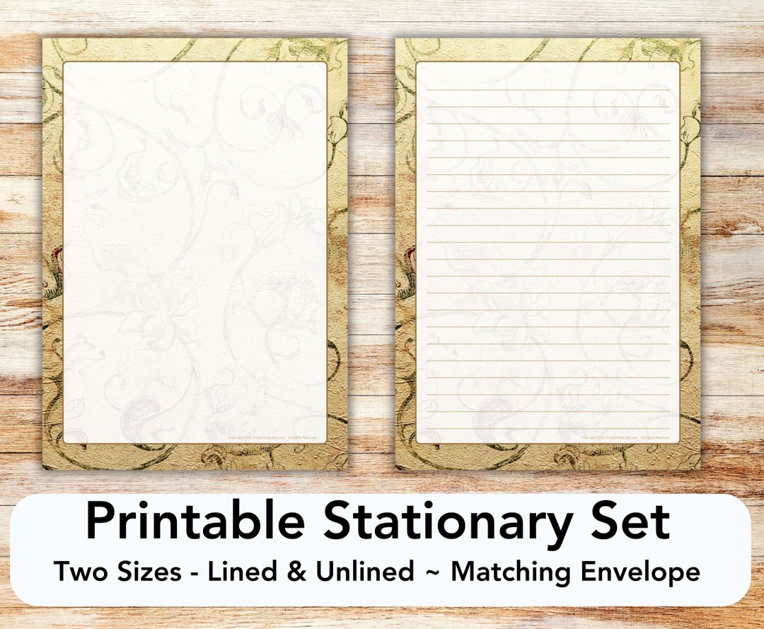Victorian PRINTABLE Stationary Set With Envelope Printable Stationary ...