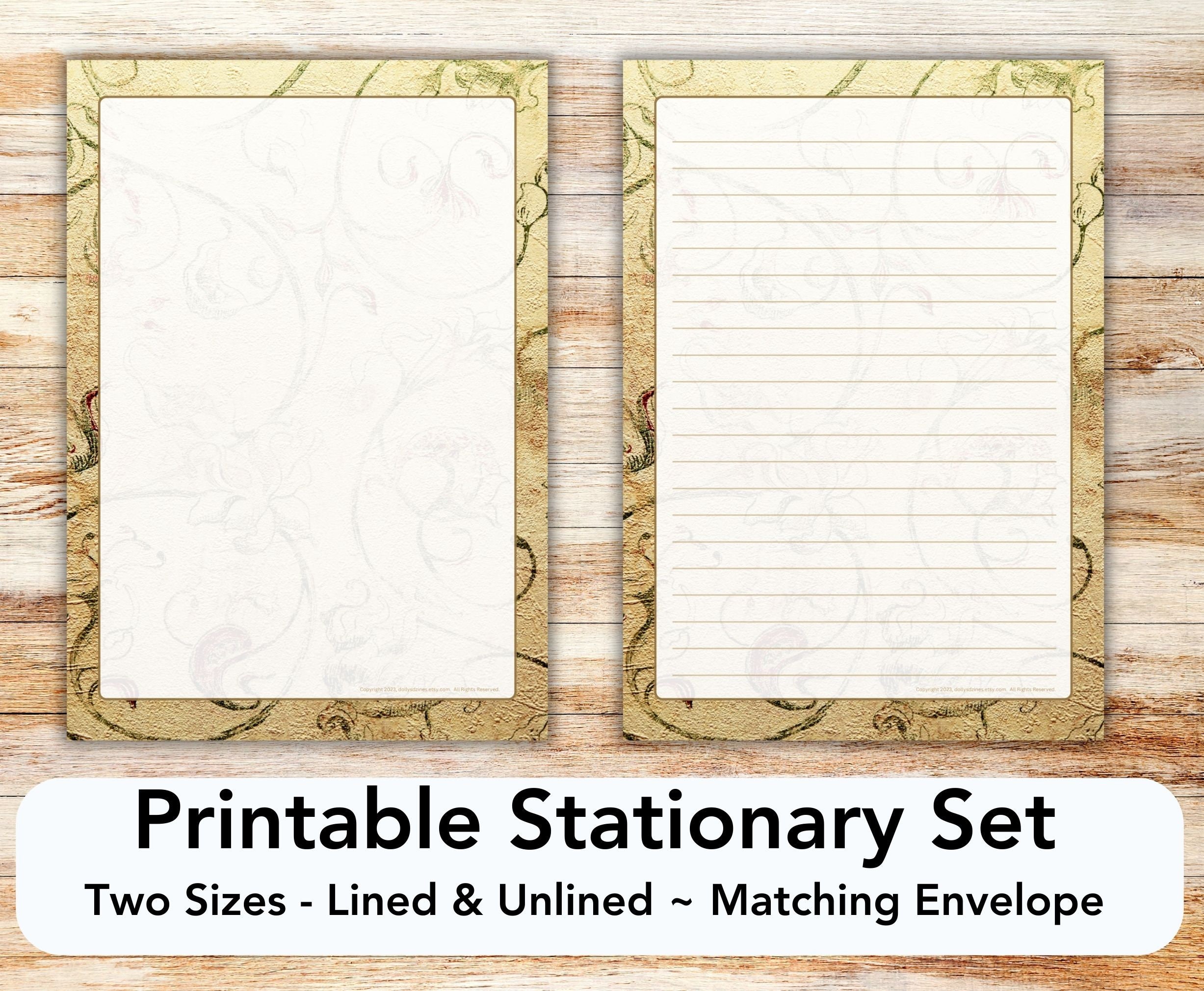 Victorian PRINTABLE Stationary Set With Envelope Printable Stationary ...