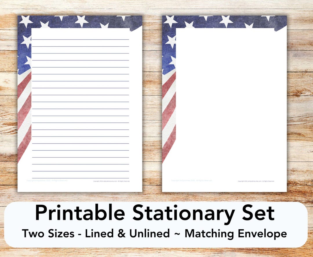 American Flag PRINTABLE Stationery Writing Paper Stationary Letter ...