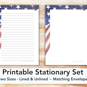 American Flag PRINTABLE Stationery Writing Paper Stationary Letter ...