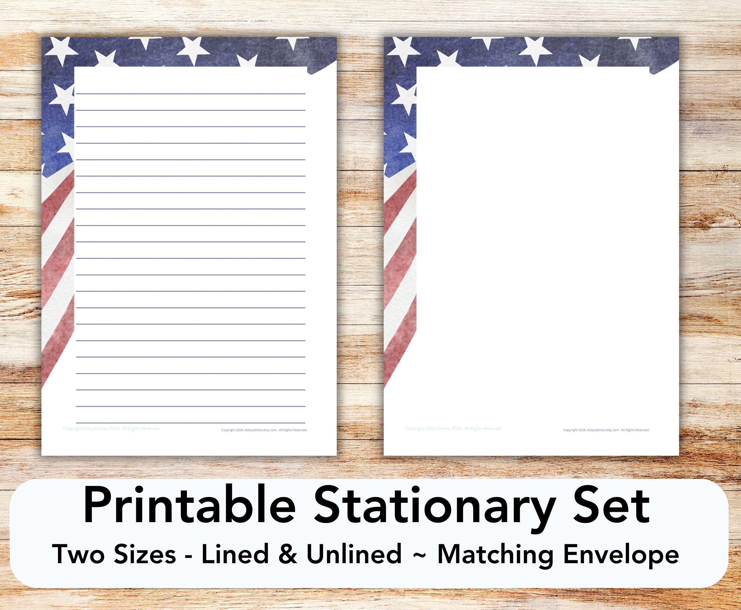 American Flag PRINTABLE Stationery Writing Paper Stationary Letter ...