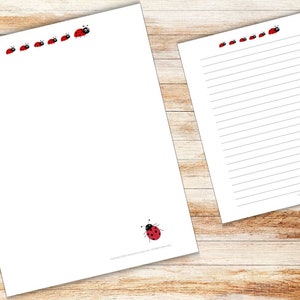 Ladybug Printable Stationary Set With Envelope Printable Stationary ...