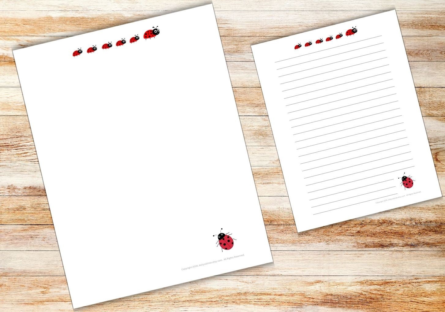 Ladybug Printable Stationary Set With Envelope Printable Stationary ...