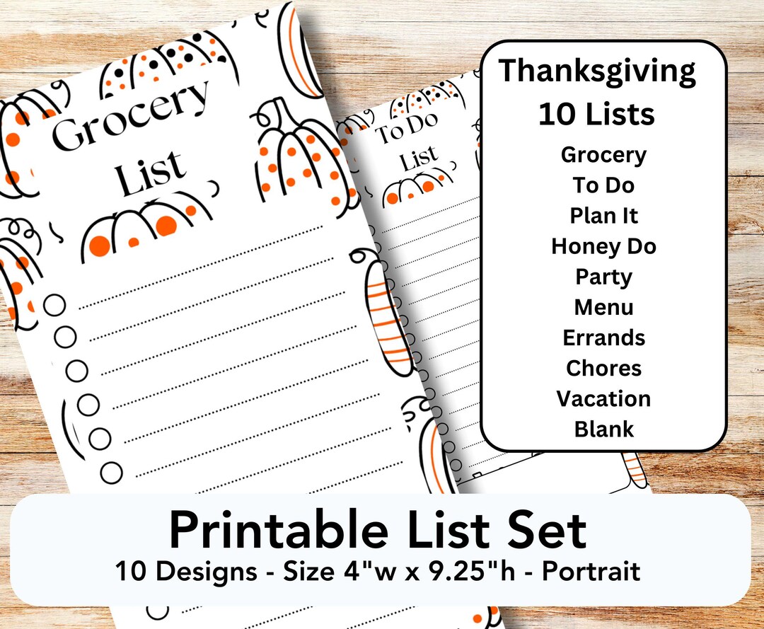 Pumpkin PRINTABLE Lists, Grocery List, Shopping List, to Do, Honey Do ...