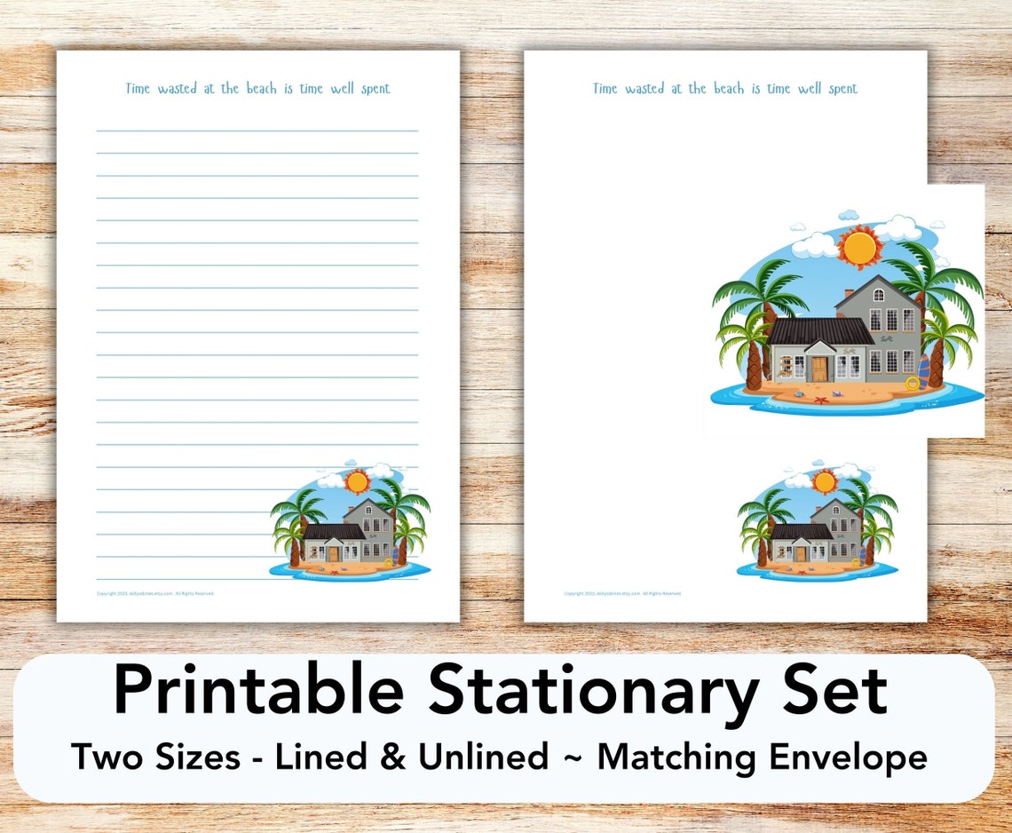 Beach House PRINTABLE Stationery Writing Paper Stationary Letter ...