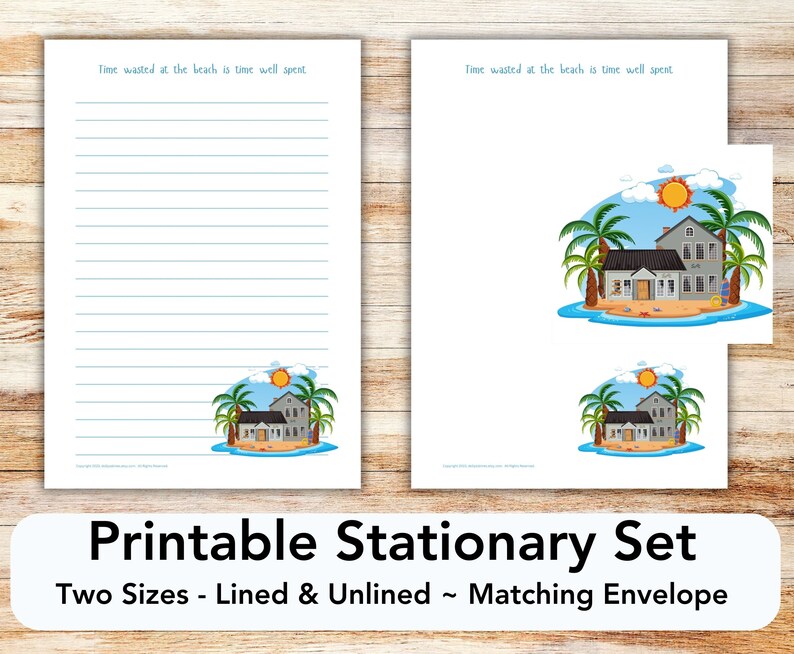 Beach House PRINTABLE Stationery Writing Paper Stationary Letter ...