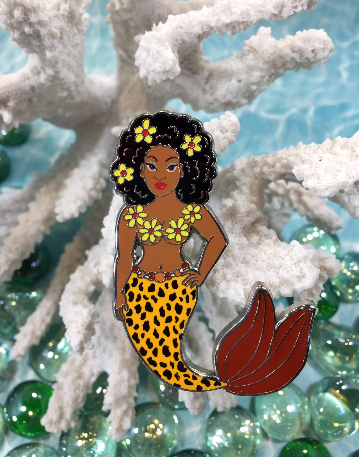 Cheetah Mermaid Pin (medium-dark Skin Tone Variation) - Etsy