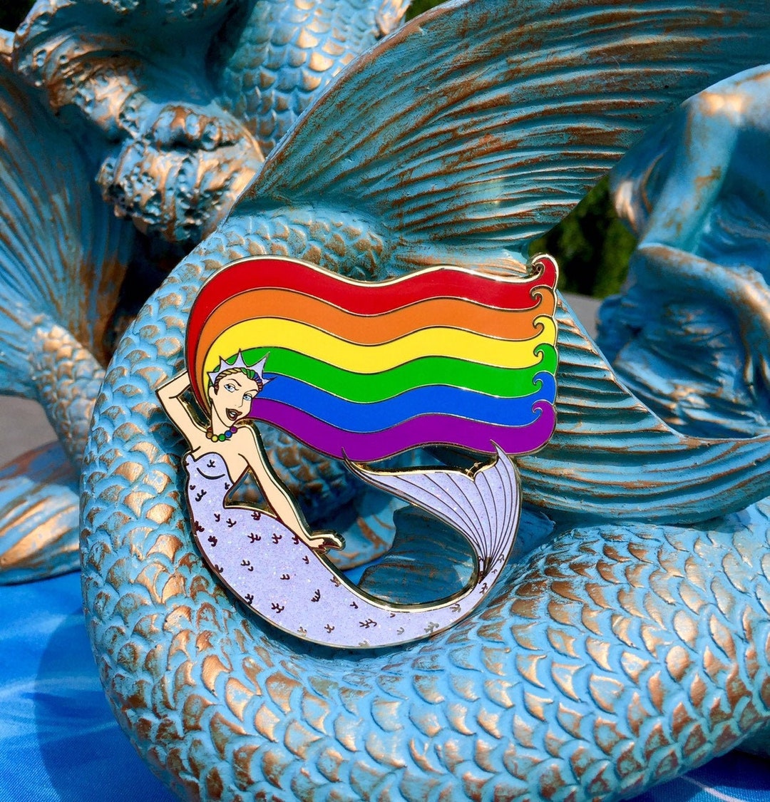 Pride Flag Mermaid Pin (white Tail) - Etsy