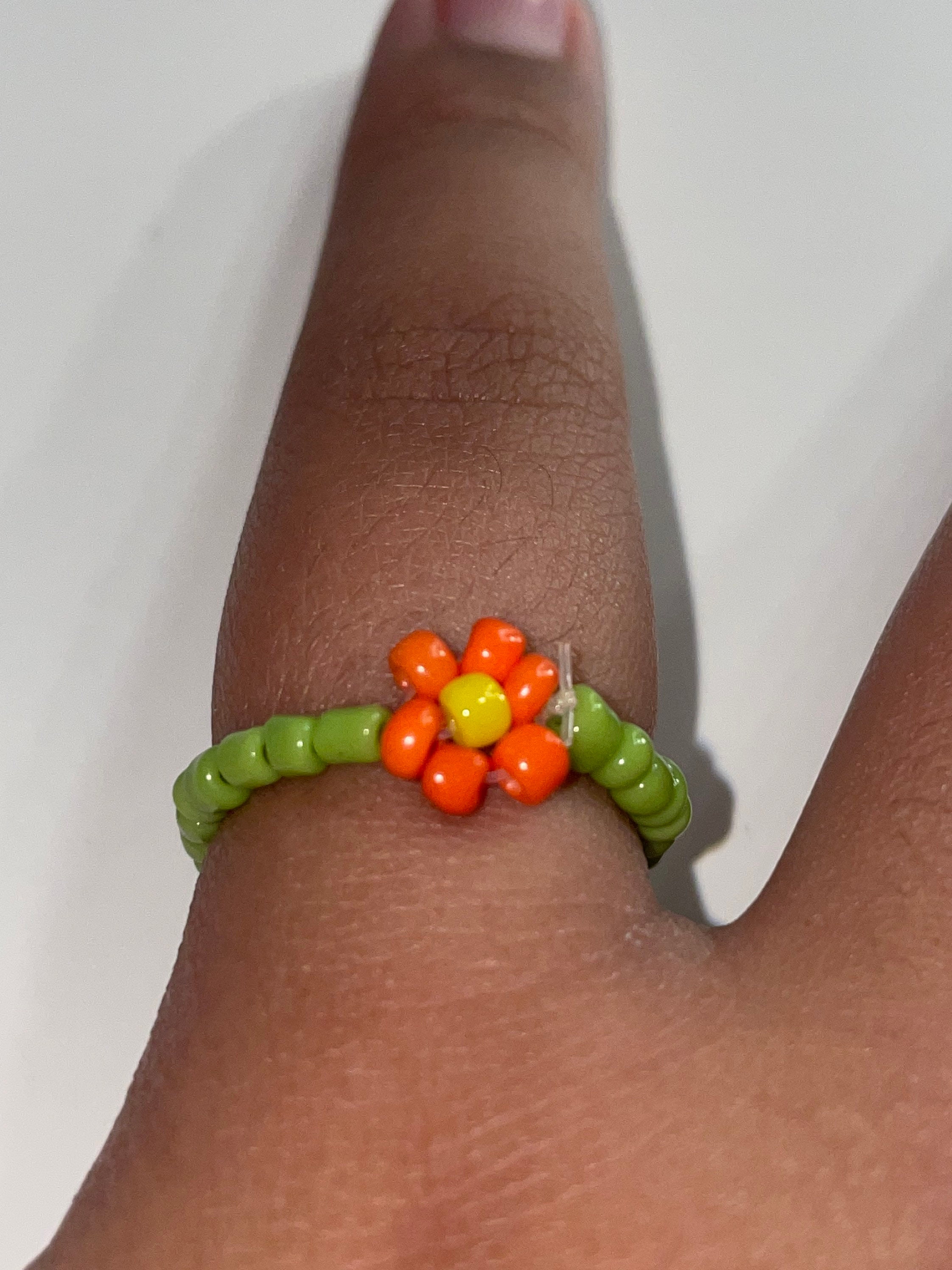 Orange, Yellow, and Green Flower Ring - Etsy