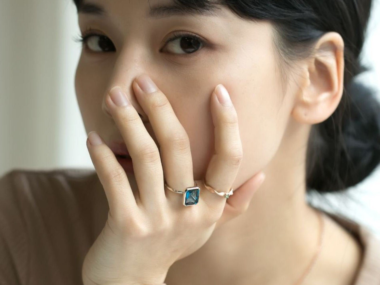 Simple Bezel Set London blue Topaz Engagement Ring 14k Solid | Etsy