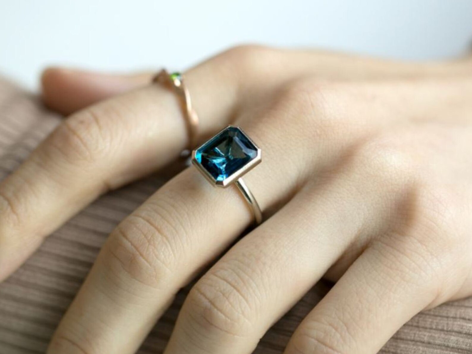 Simple Bezel Set London blue Topaz Engagement Ring 14k Solid | Etsy