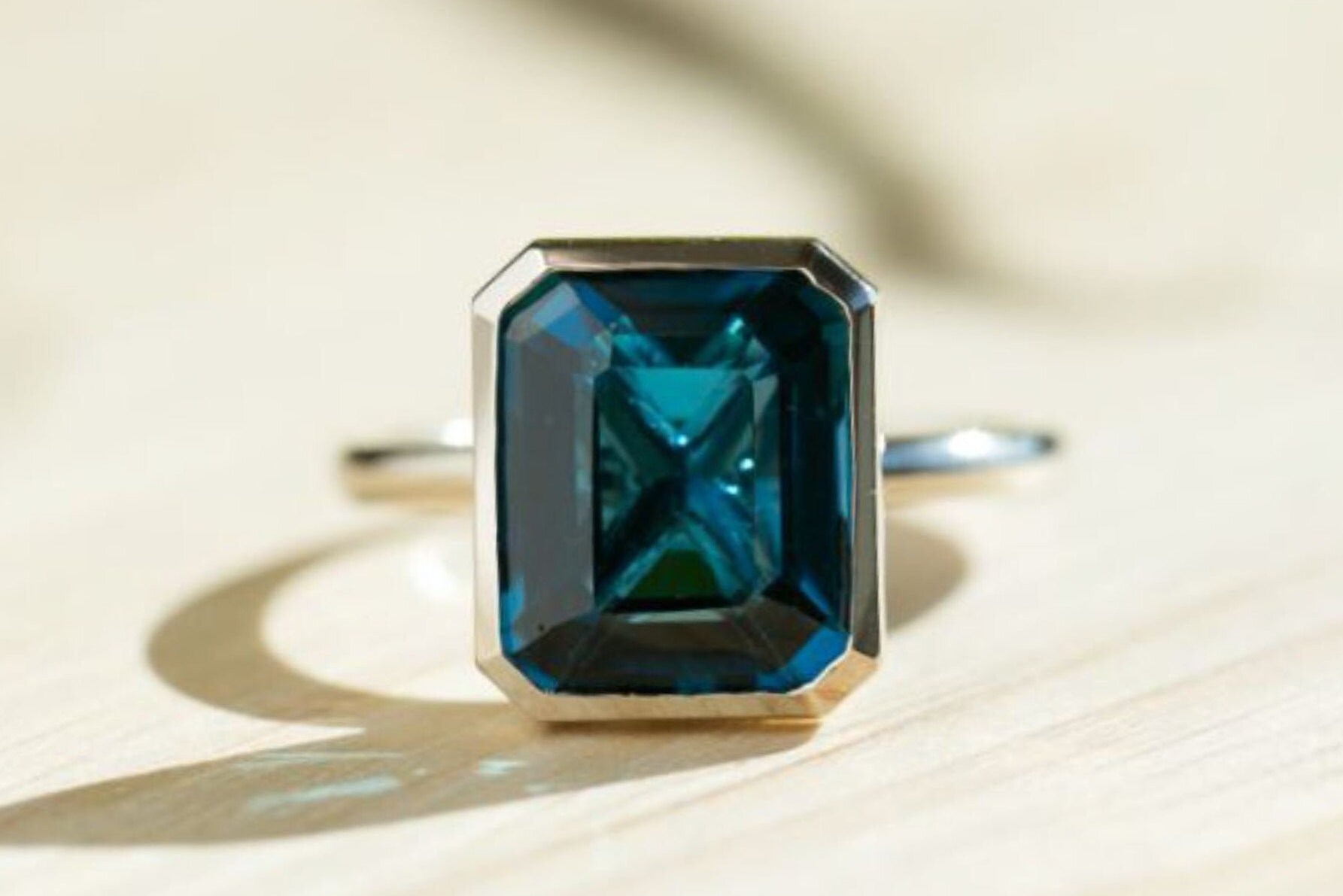 Simple Bezel Set London blue Topaz Engagement Ring 14k Solid | Etsy