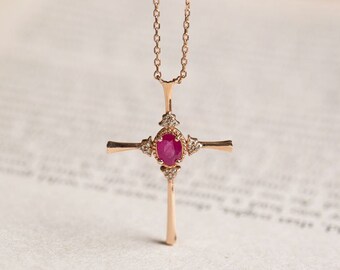 Ruby Gold Cross - Etsy