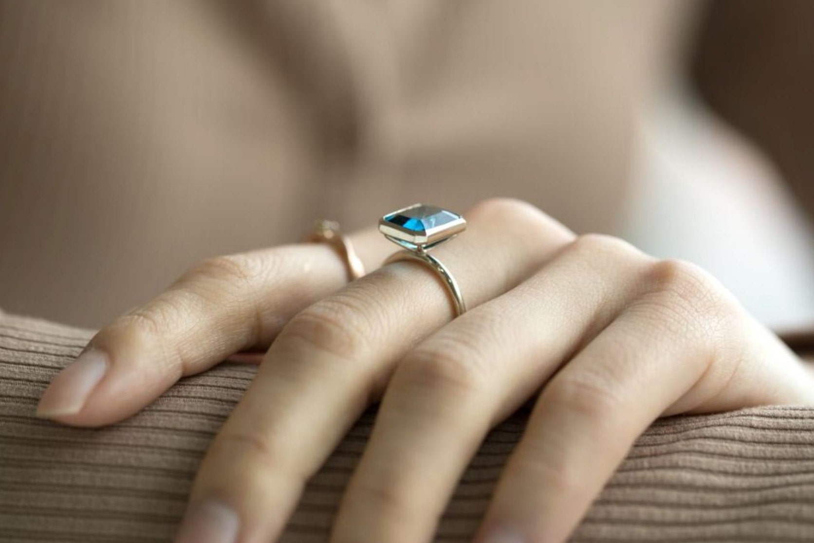 Simple Bezel Set London blue Topaz Engagement Ring 14k Solid | Etsy