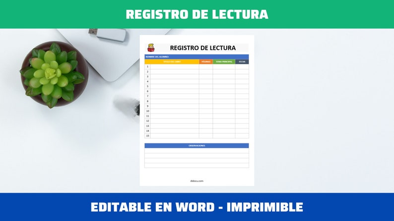 Plantilla De Registro De Lectura En Word Editable E Imprimible - Etsy