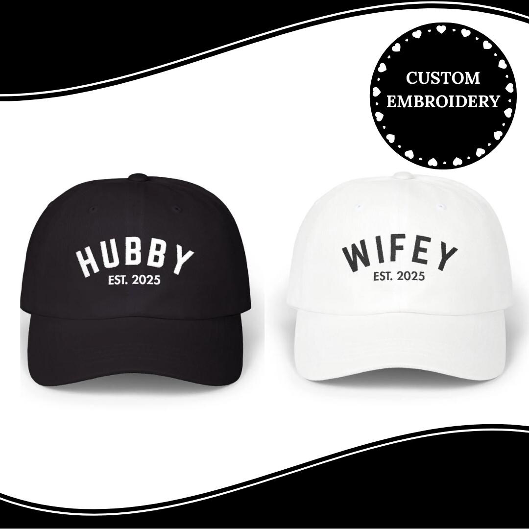 Hubby/wifey Custom Embroidered Hats, Matching Couples Hat, Personalized ...