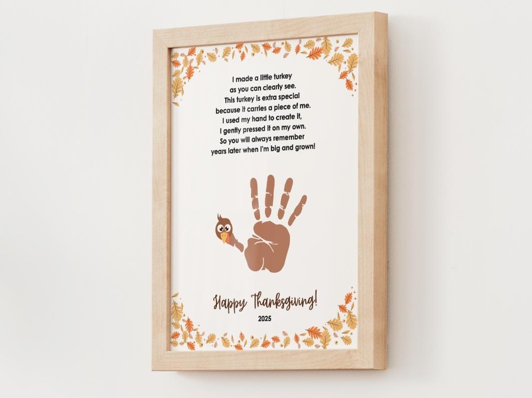Thanksgiving Turkey Handprint 2025 Craft / Digital Printable Vertical ...