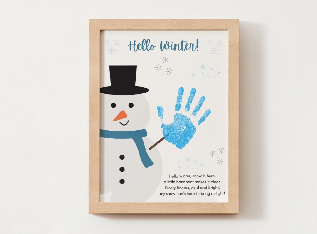 Winter Snowman Handprint Craft (digital Printable Vertical PDF) - Etsy