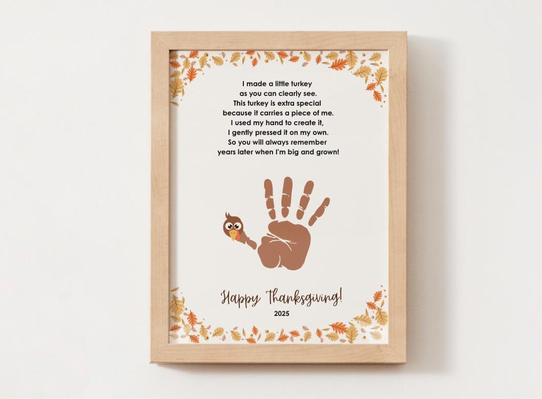 Thanksgiving Turkey Handprint 2025 Craft / Digital Printable Vertical ...