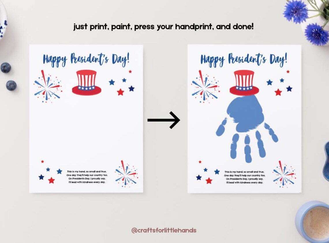 President's Day Handprint Poem Craft, Classroom Preschool Children Art ...