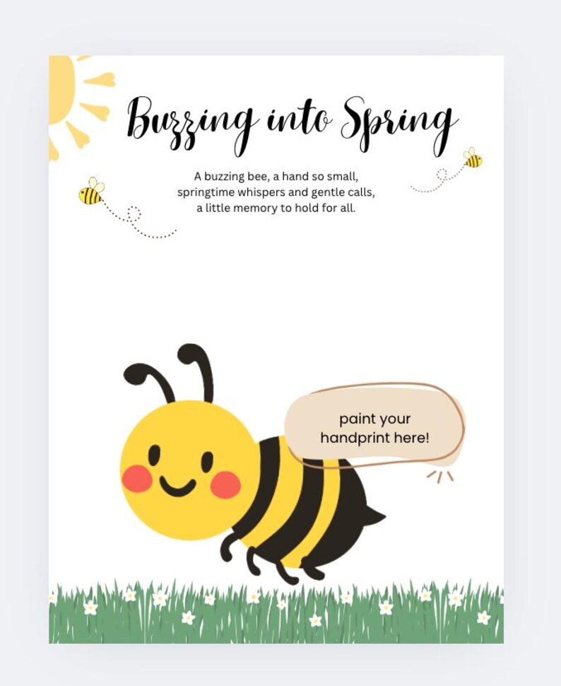 Buzzing Into Spring Bee Handprint Seasonal Children's Craft (digital ...