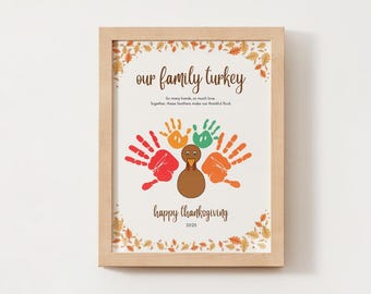 Thanksgiving Turkey Handprint 2025 Craft / Digital Printable Vertical ...