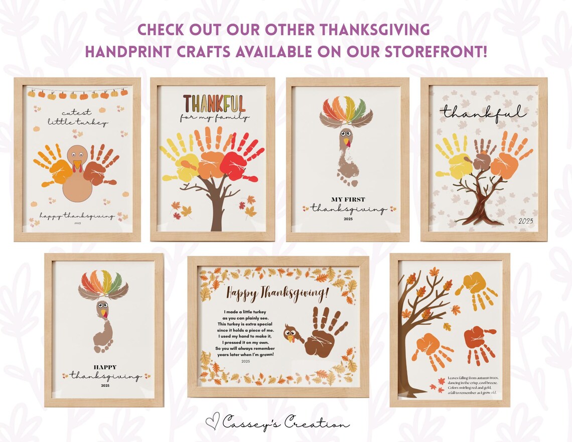 Thanksgiving Turkey Handprint 2025 Craft / Digital Printable Vertical ...