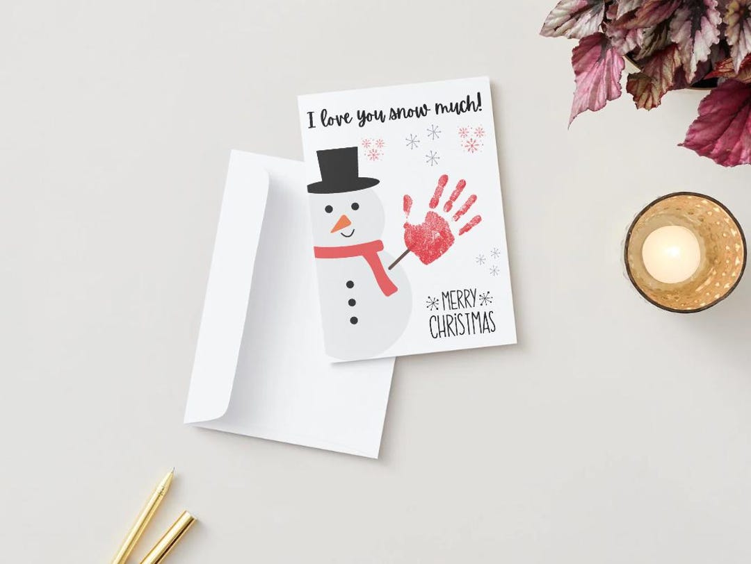 Foldable Christmas Card and Handprint Craft — I Love You Snow Much ...