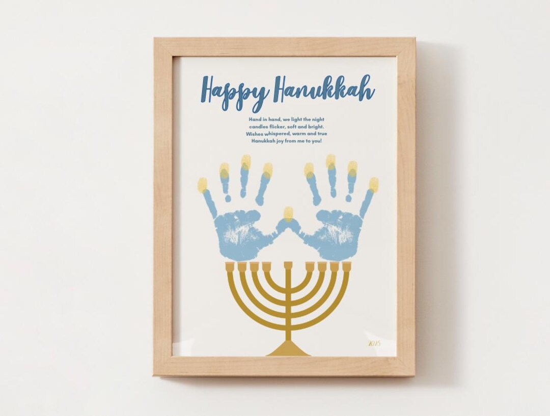 Happy Hanukkah Menorah Handprint and Fingerprint 2025 Children's Craft ...