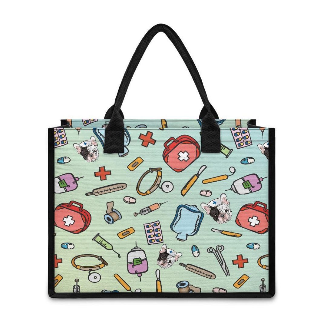 Cute Animal Vet Nurses Design Tote Bag, Veterinary Themed Tote Bag ...