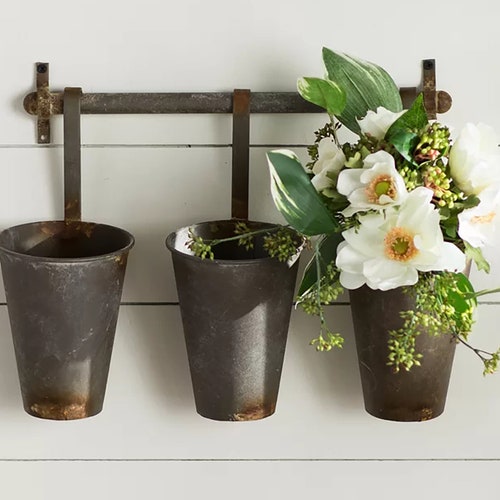 Rustic Farmhouse Distressed 3 Galvanized Tin Pot Hanging | Etsy