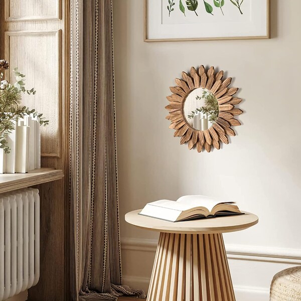 Wood Sunburst Mirror - Etsy