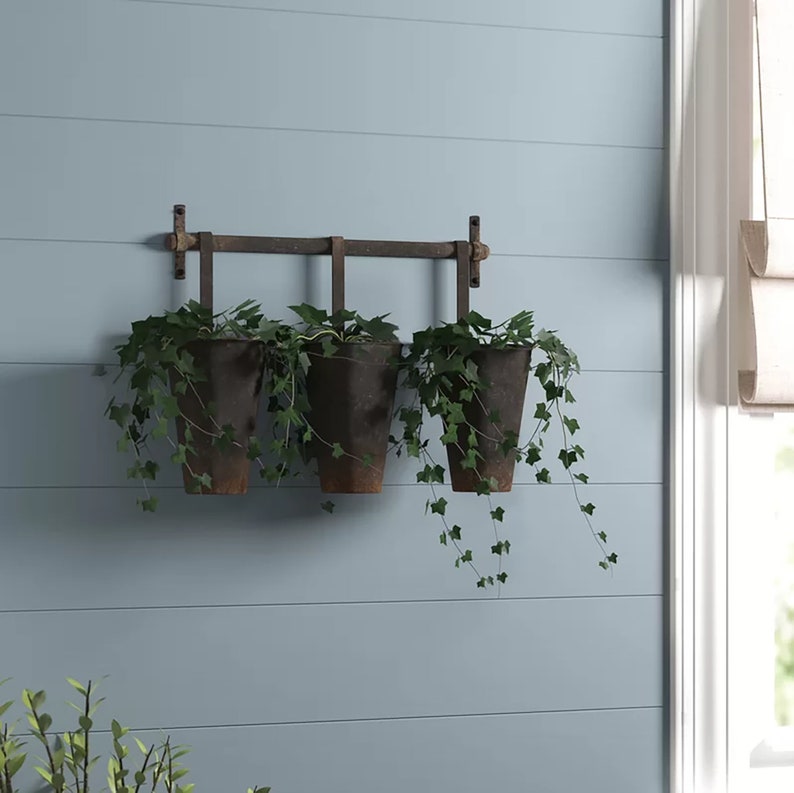 Rustic Farmhouse Distressed 3 Galvanized Tin Pot Hanging | Etsy
