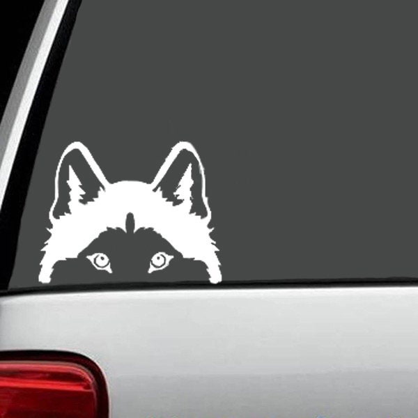 Car Decals - Car Stickers - Vinyl Decals - Husky Peeking - Dog Peeking ...