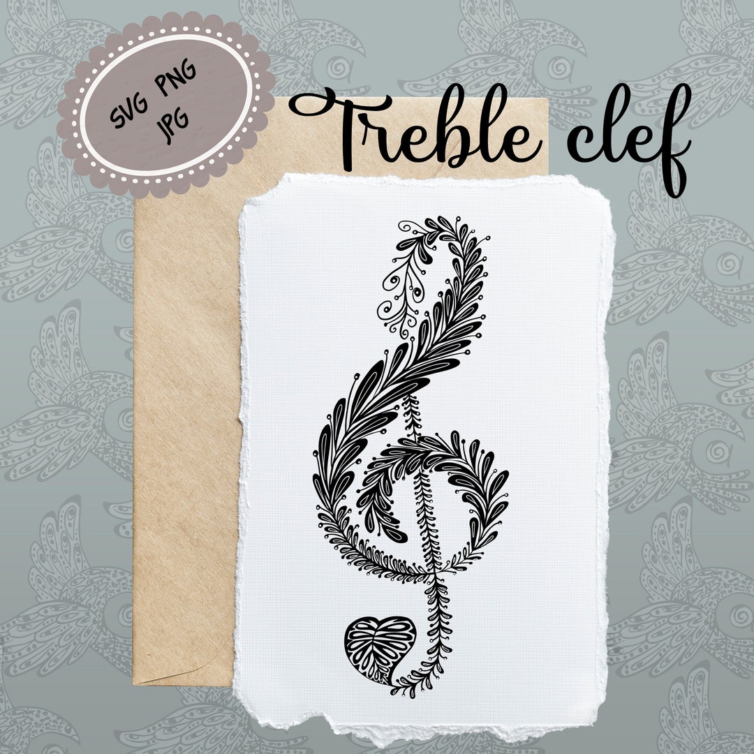 Treble Clef, Flower Music, Love Music, SVG, PNG, Tattoo, Digital ...
