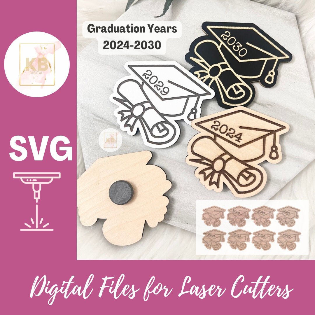 2026 Graduation Magnets 2024-2030 Cap Diploma Laser Cut Engraved ...