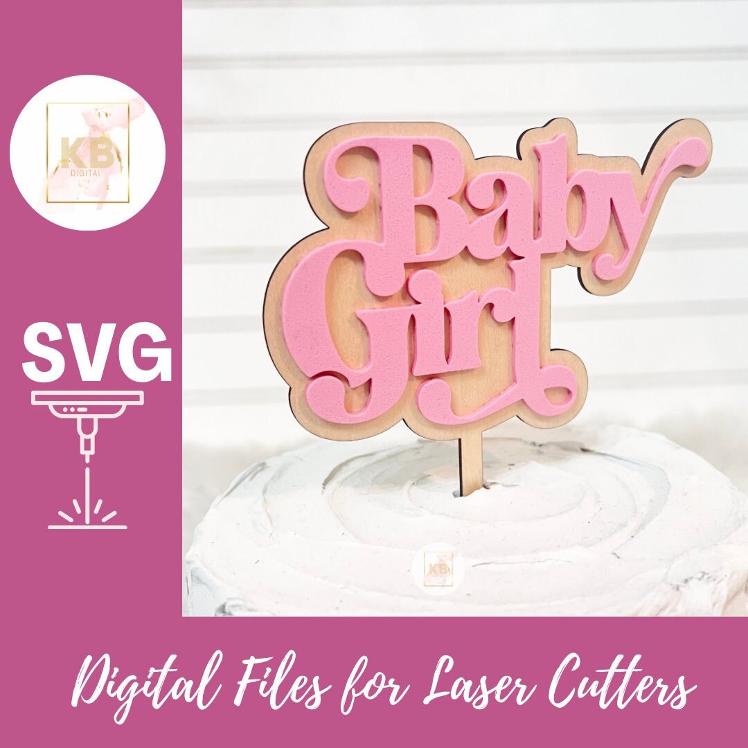 Retro Boho Layered Baby Girl Baby Shower Cake Topper SVG File, Laser ...