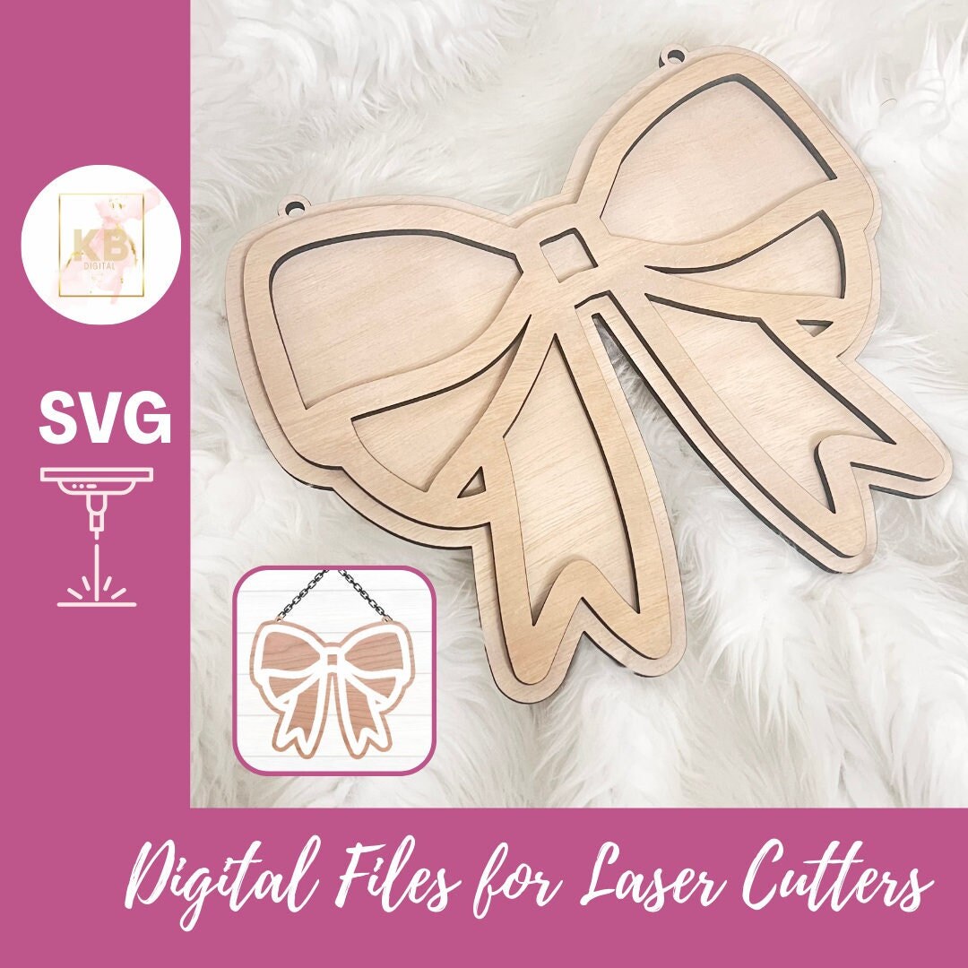 SVG Coquette Fancy Bow Layered Wall Door Sign, Digital Download File ...