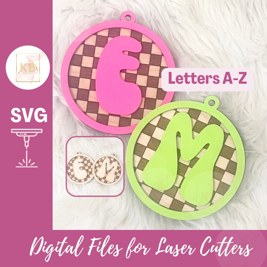 Letter Checkered Alphabet Monogram Retro Ornament Bundle Set SVG ...