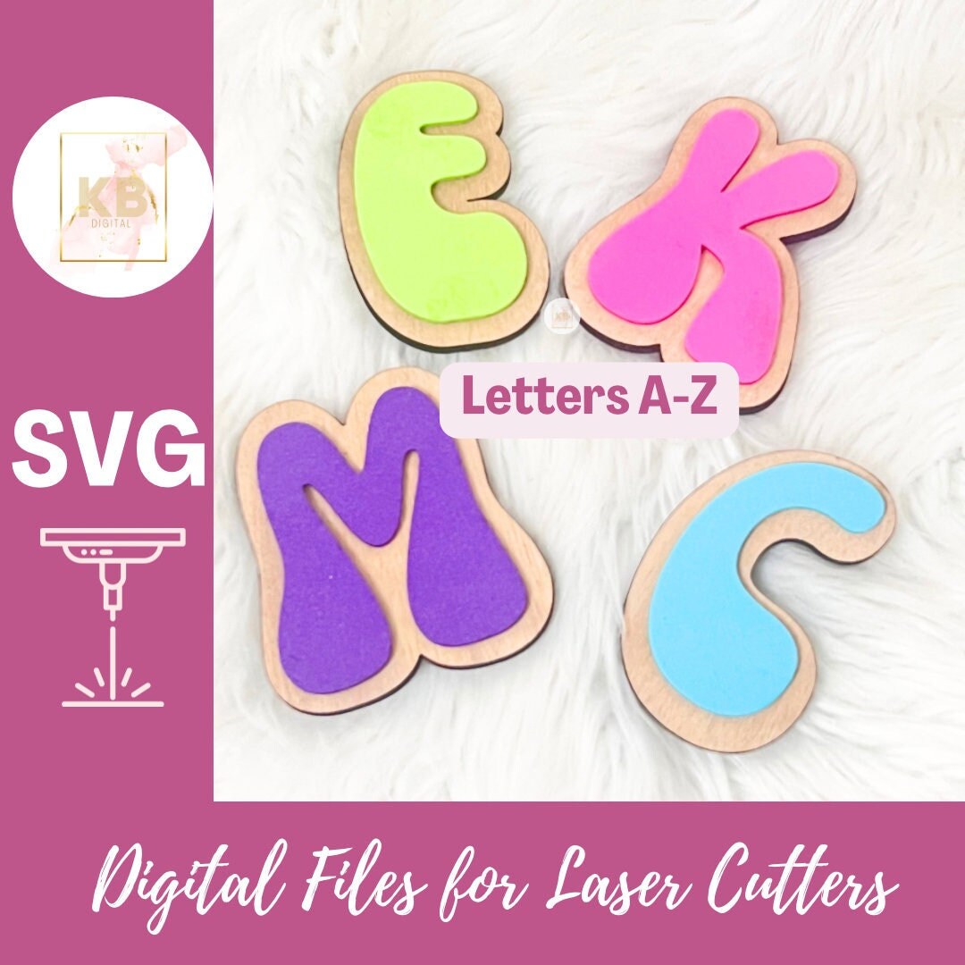 Hippie Vibes Retro Boho Layered Alphabet Letters A-Z Magnets SVG Laser ...