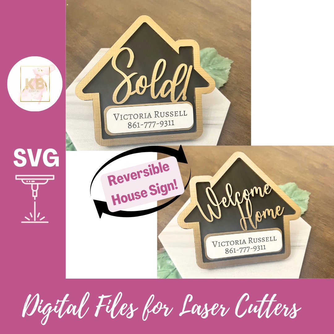 Sold Welcome Home Real Estate Sign, Reversible Realtor Marketing House ...