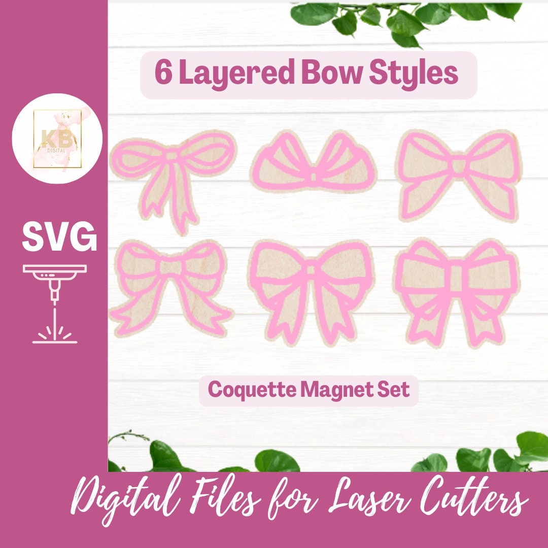 Coquette Bow Magnet Set of 6 Digital Download SVG File for Laser ...