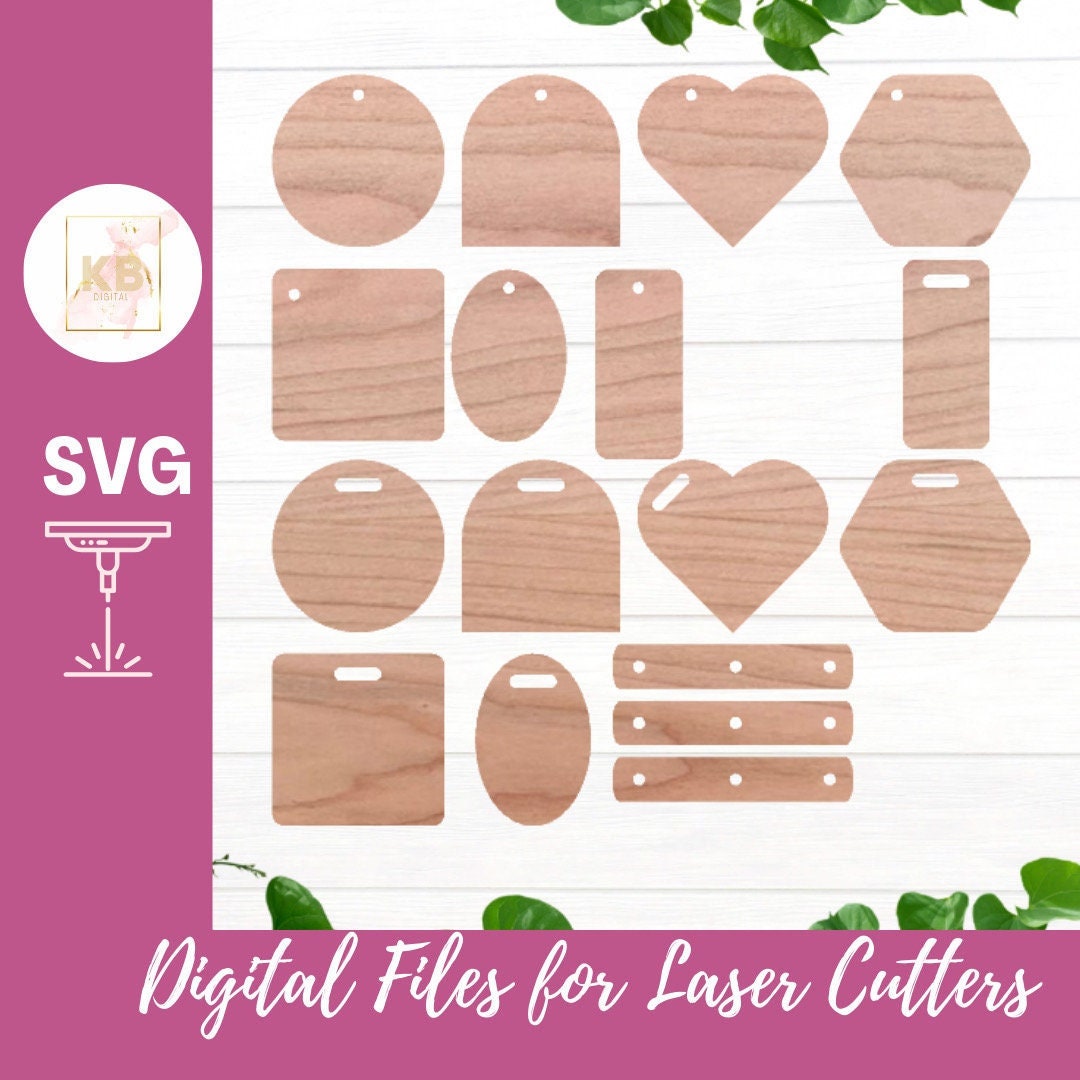 Keychain Shapes Laser Cut Digital Download SVG File Bundle, Base ...