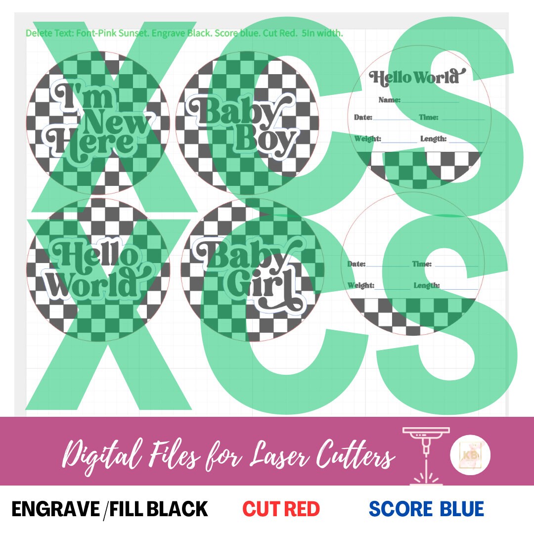 Checkered Retro Birth Stat and Photo Prop Signs, Gender Reveal Signs ...