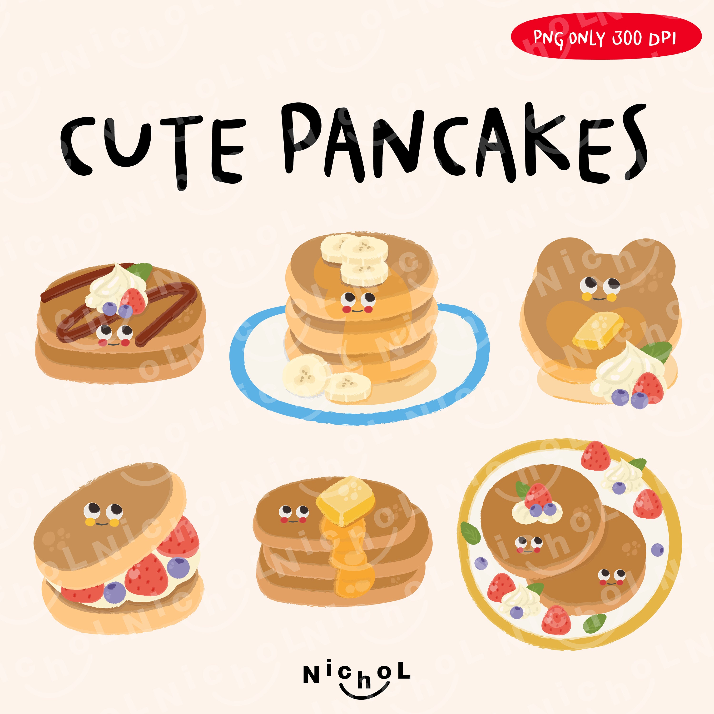 Cute Kawaii Printable Pancakes Clipart / Commercial Use/ PNG - Etsy