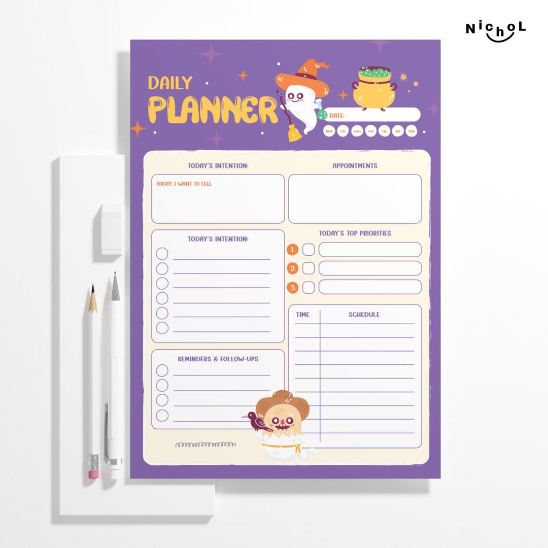 Halloween Planner Printable: Kawaii Ghost & Witch Daily Organizer - Etsy