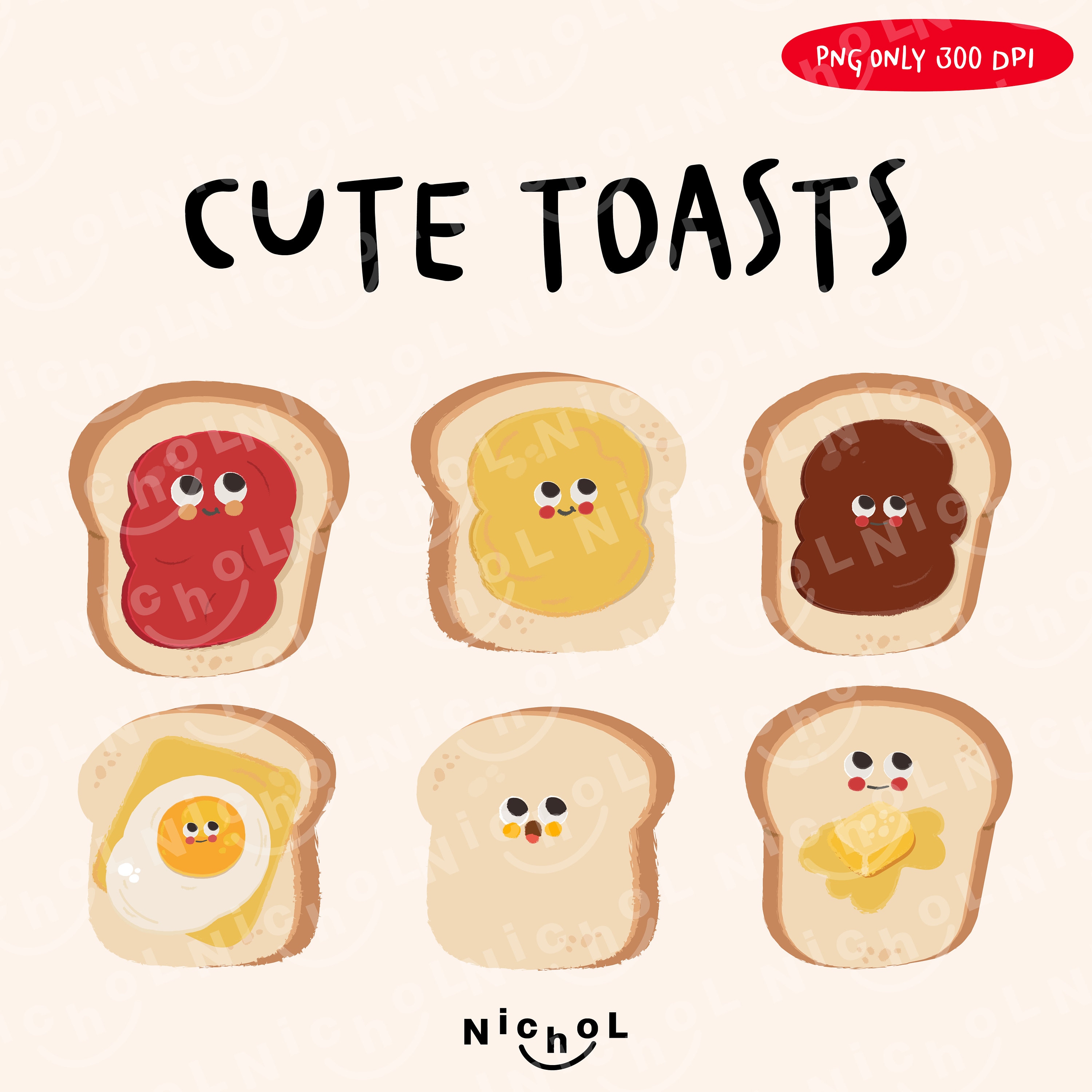 Cute Kawaii Printable Toasts Clipart / Commercial Use/ PNG - Etsy