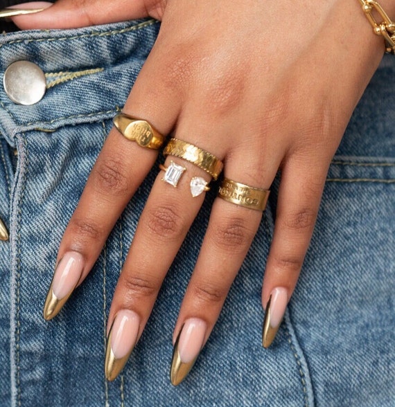 Gold Diamond Ring Adjustable Ring Waterproof Jewelry Open Two Stone Ring Etsy