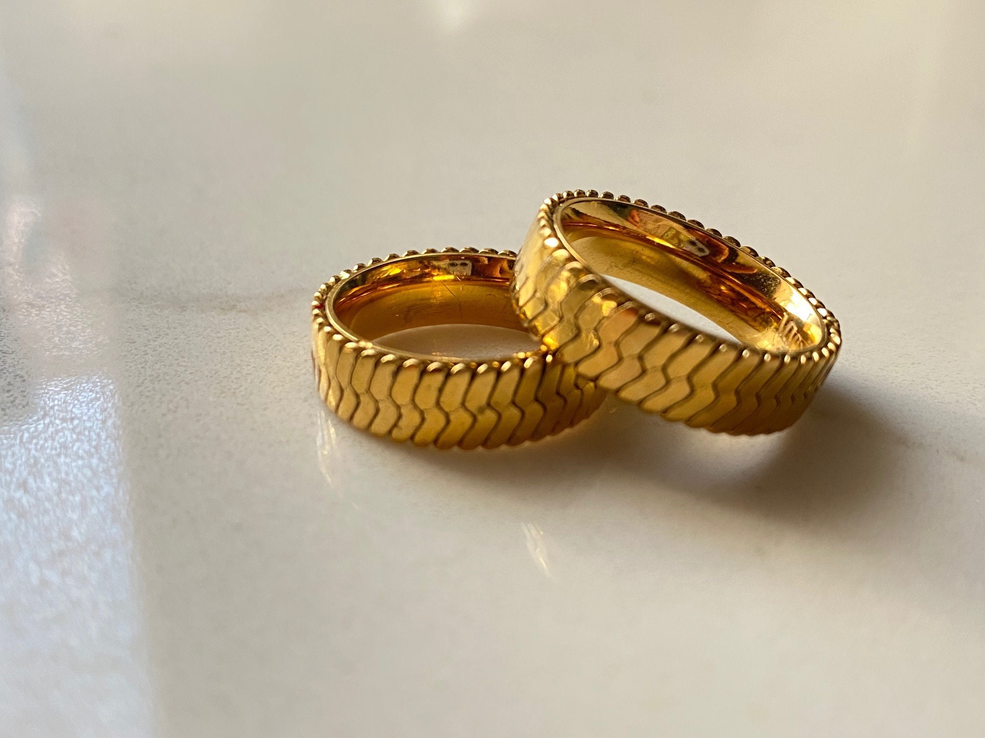 Gold Herringbone Chain Ring. Hypoallergenic Rings Stackable - Etsy